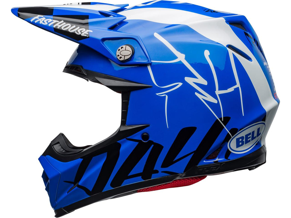 BELL MOTO-9 FLEX FASTHOUSE GLOSS BLUE/WHITE MEDIUM – Bakens Motoren
